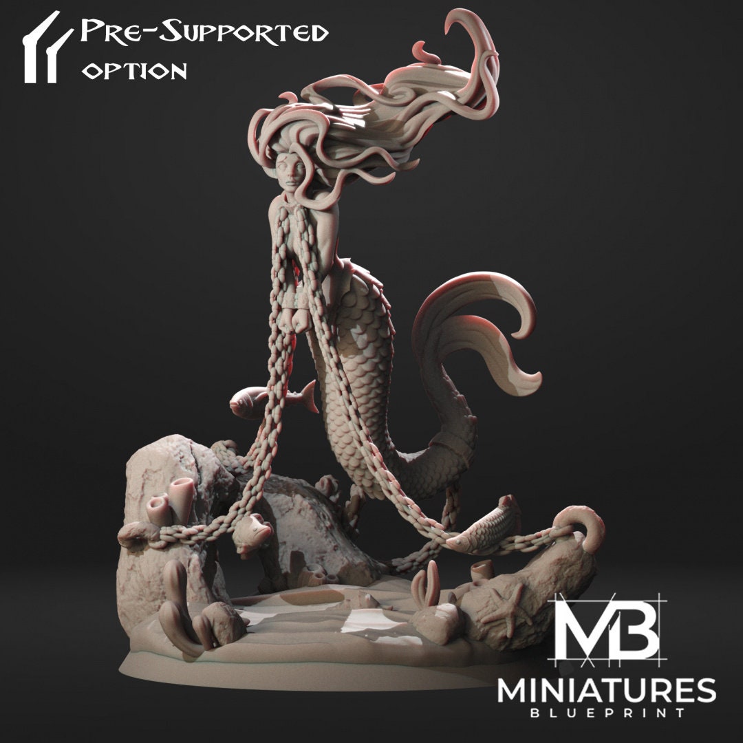 Chained Mermaid Miniature Tabletop RPG Miniature - Etsy