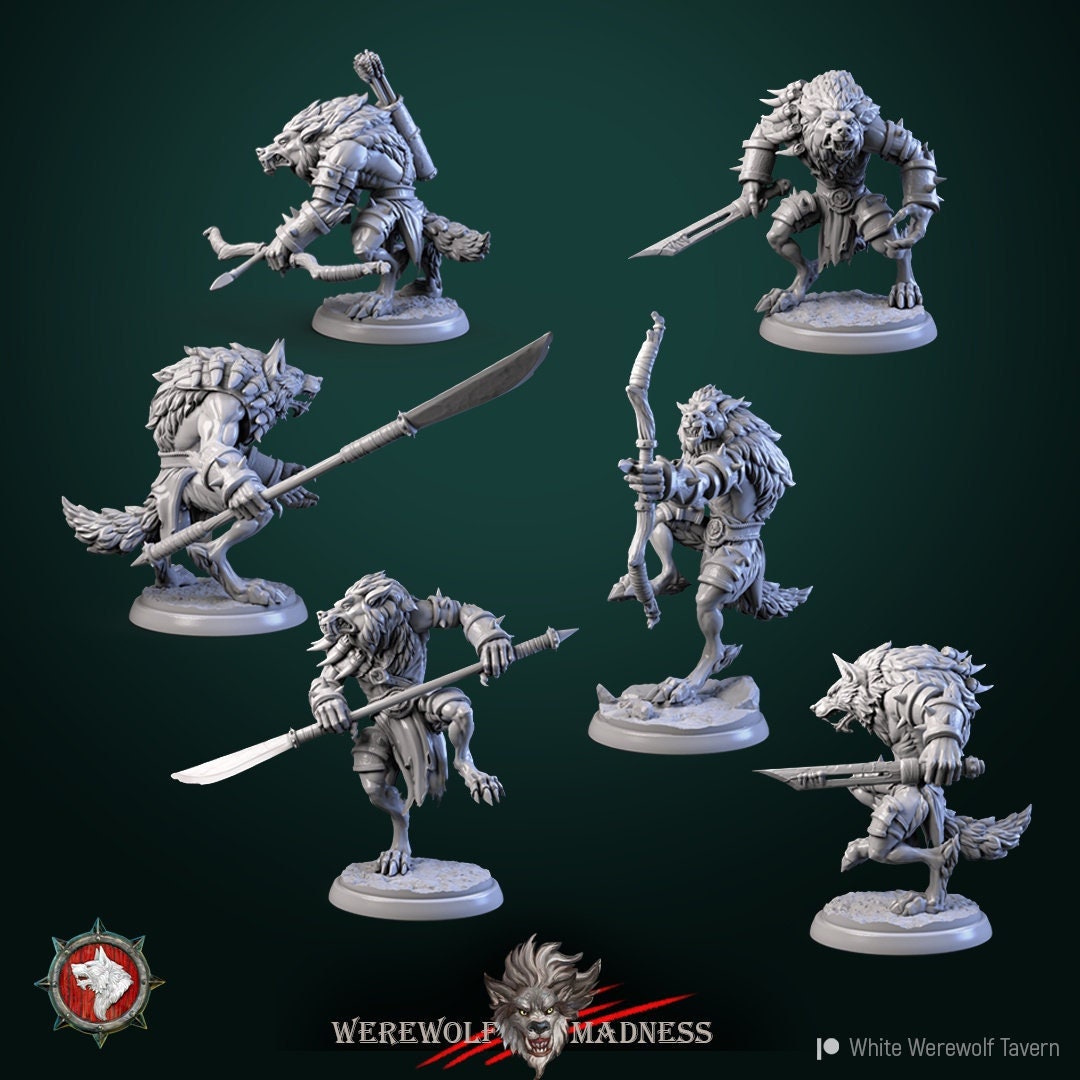 Werewolf Warrior Miniature | Tabletop RPG Miniature | White Werewolf ...