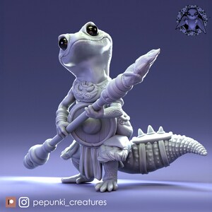 Gecko Spearman Miniature Tabletop RPG Miniature Pepunki Creatures ...
