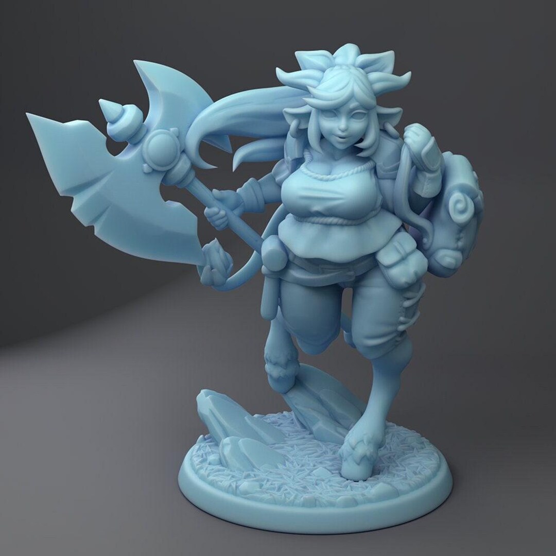 Fighter Cow Girl Miniature | Twin Goddess Miniatures | Tabletop RPG ...
