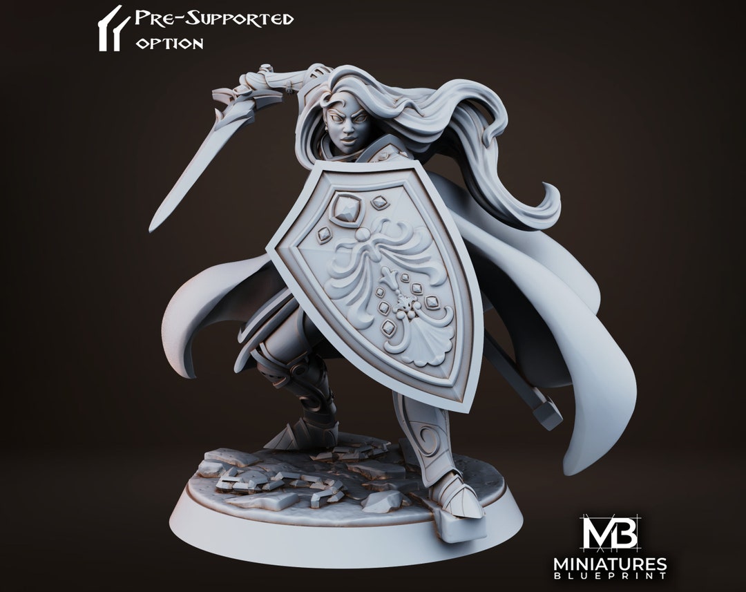 Female Knight Miniature Tabletop RPG Miniature Miniatures Blueprint ...