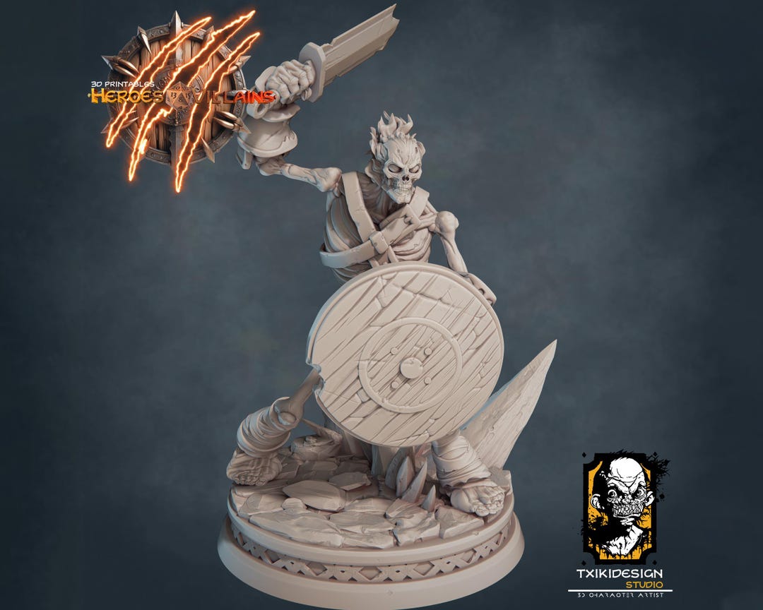 Flame Skeleton Miniature | Tabletop RPG Miniature | Javier Txiki ...