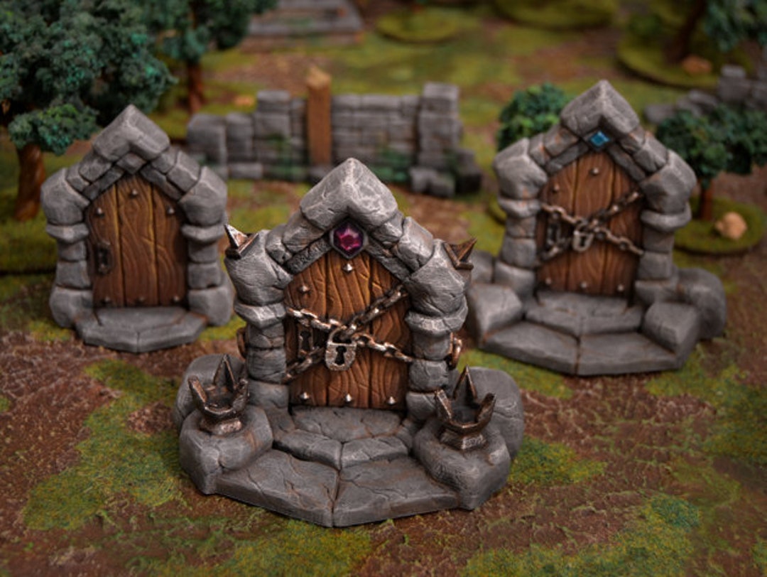 Dungeon Doors Terrain Scenery Makers Anvil Roleplaying 3D Printed Fantasy Scenery Miniature ...
