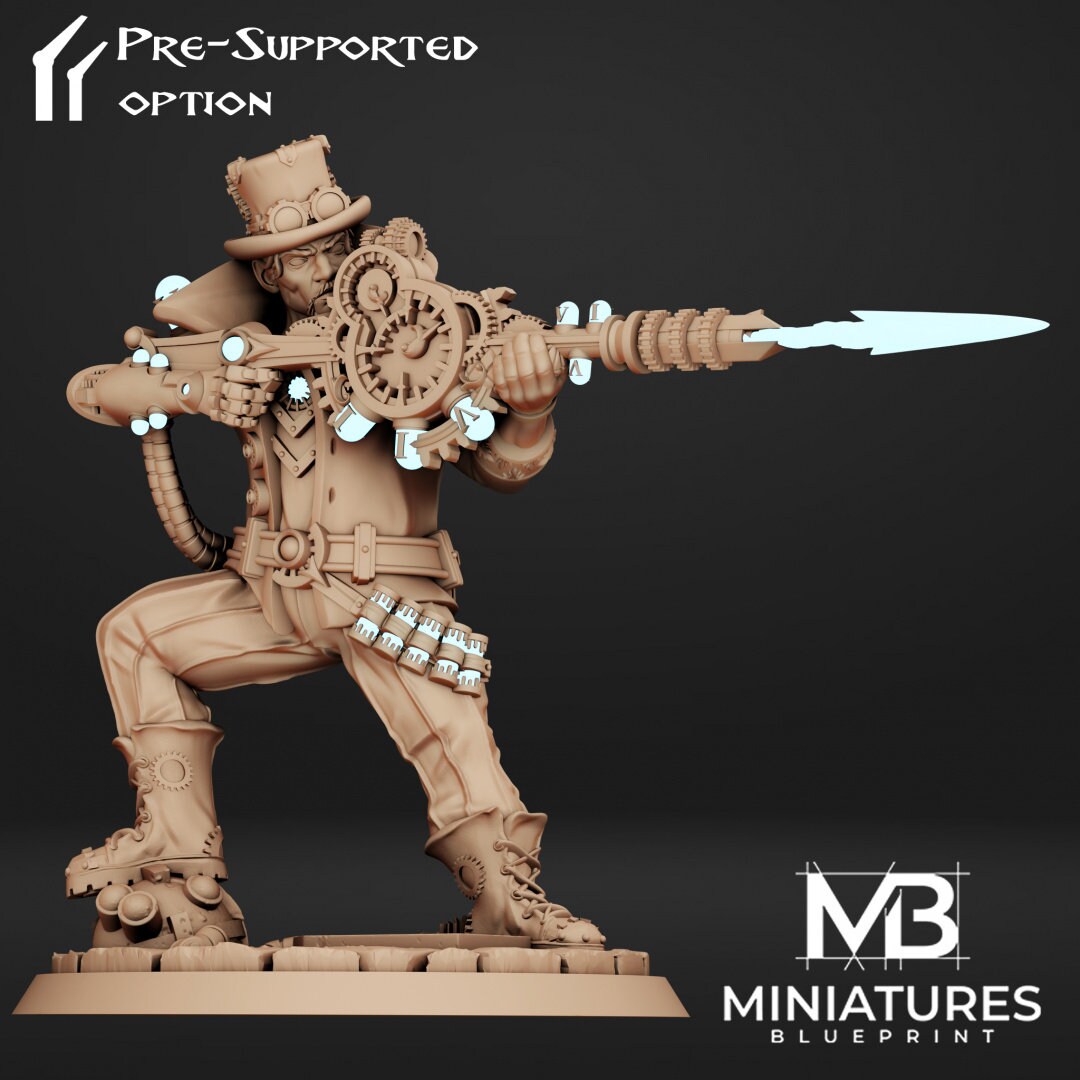 Steampunk Gunner Miniature Tabletop RPG Miniature - Etsy