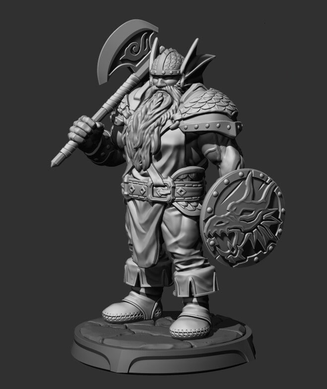 Dwarf Warrior Miniature Dragun Studios Tabletop RPG - Etsy