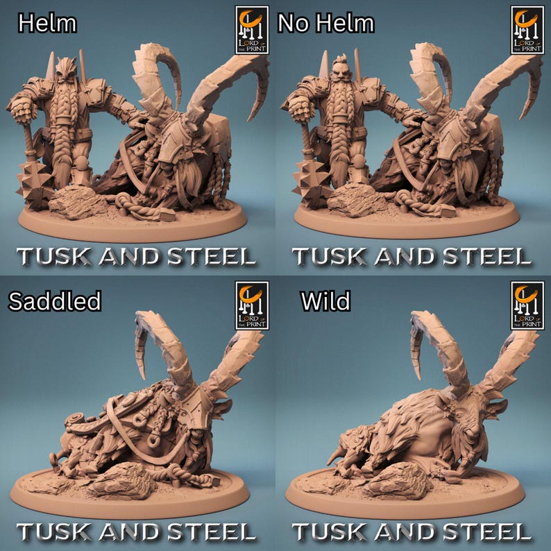 Dwarf Warrior Goat Rider Miniature | Tabletop RPG Miniature | Rescale ...