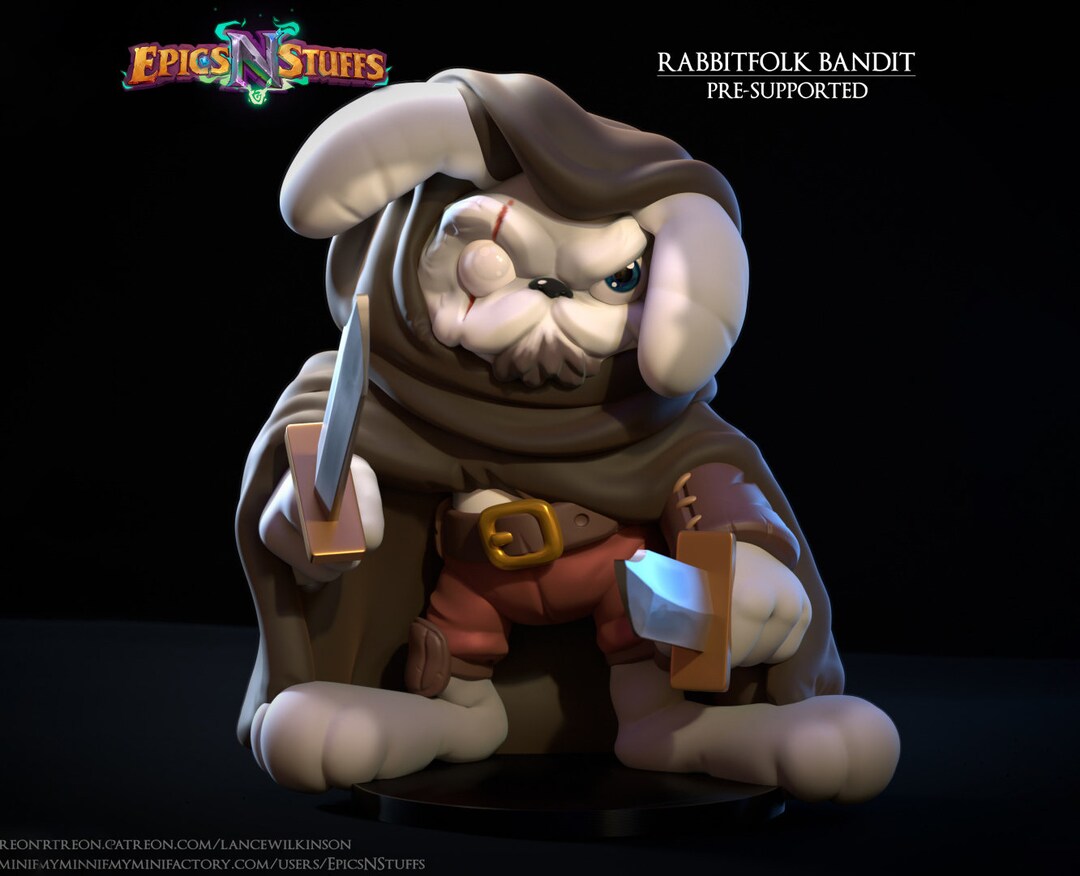 Rabbitfolk Bandit Miniature Tabletop RPG Miniature Epic 'N' Stuff ...