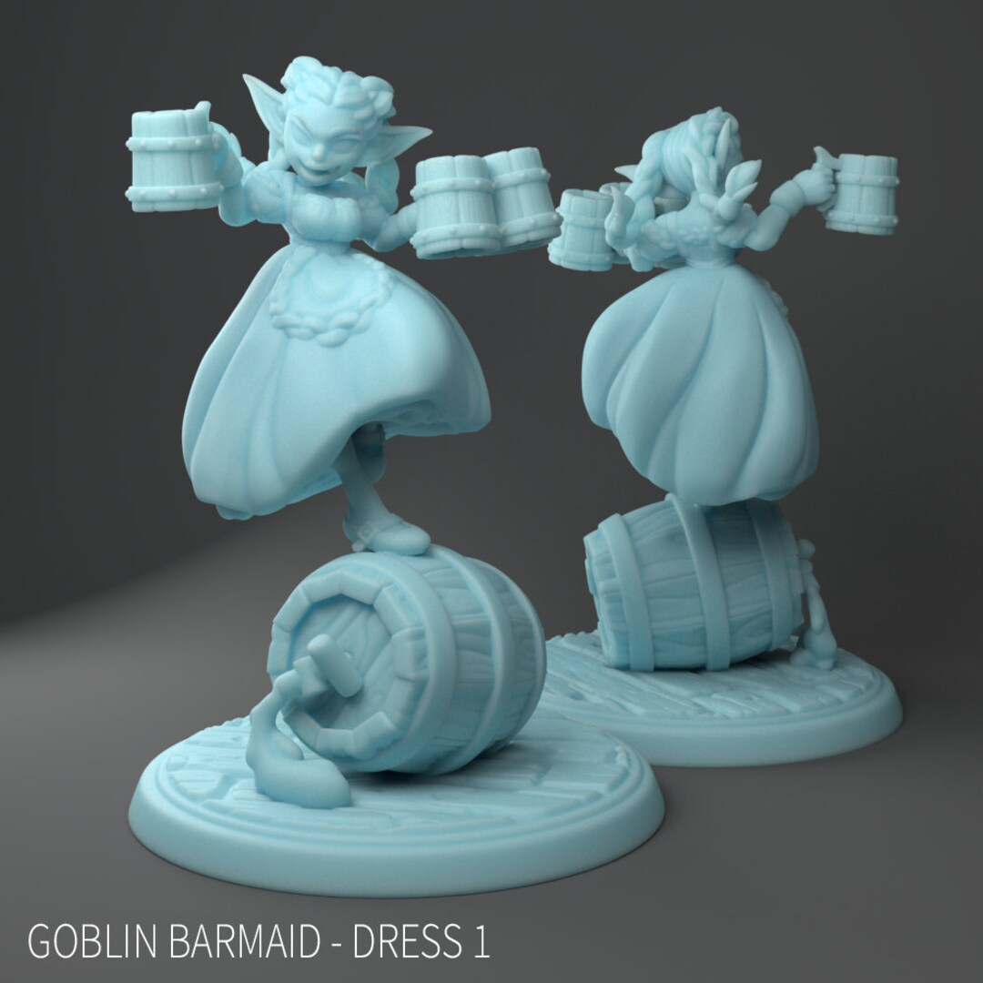 Goblin Barmaid Miniature Twin Goddess Miniatures Tabletop RPG Miniature ...