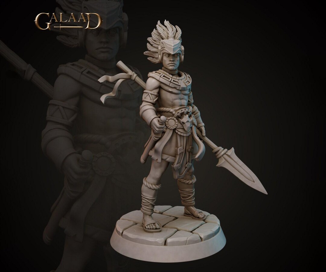 Aztec Fighter Miniature | Tabletop RPG Miniature | Galaad Miniatures ...