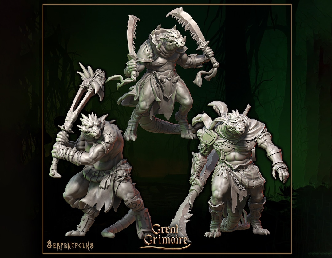 Yuan-ti Warrior Miniature | Tabletop RPG Miniature | Great Grimoire ...