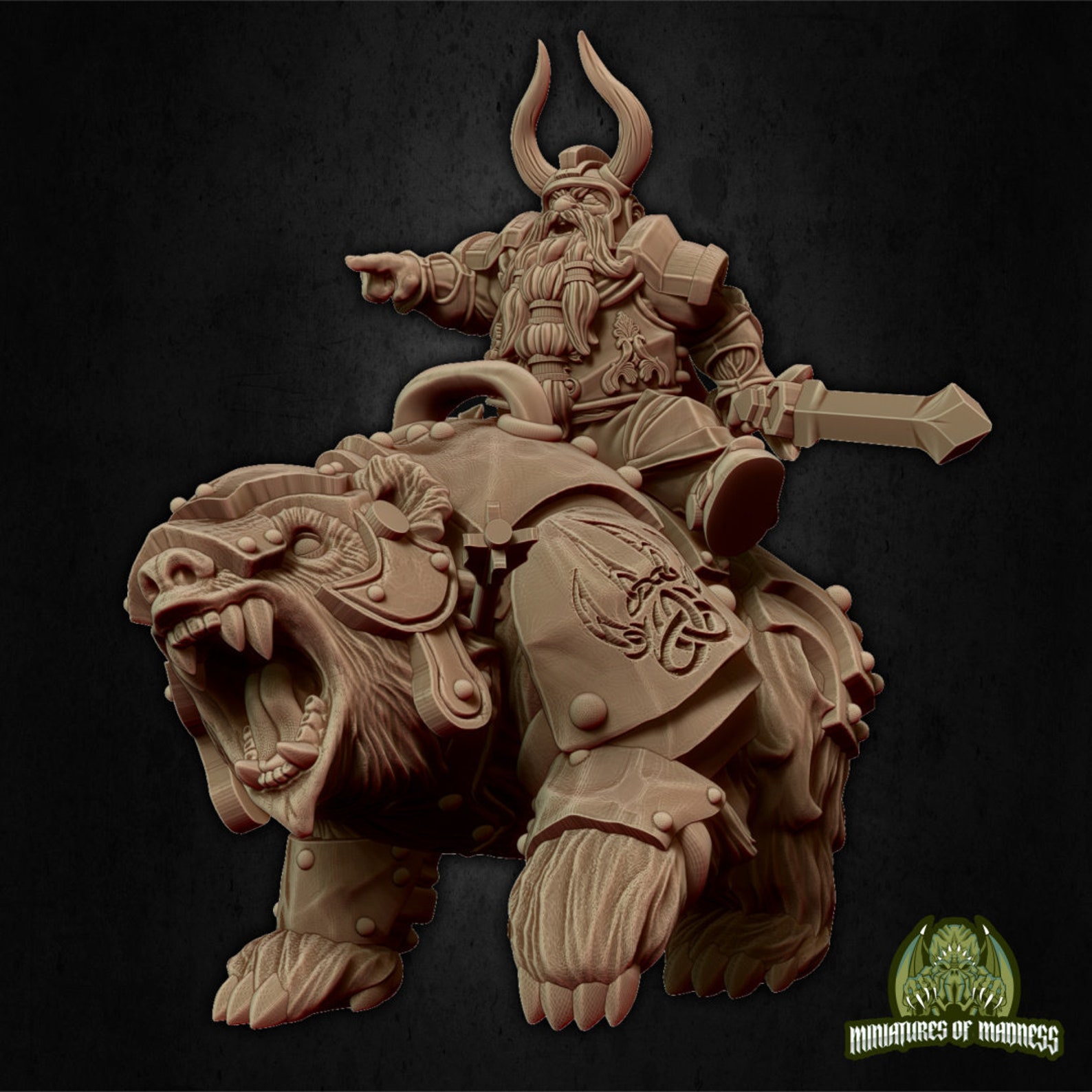 Warbear Mount, Dwarf Rider | Tabletop RPG Miniature | Miniatures of ...