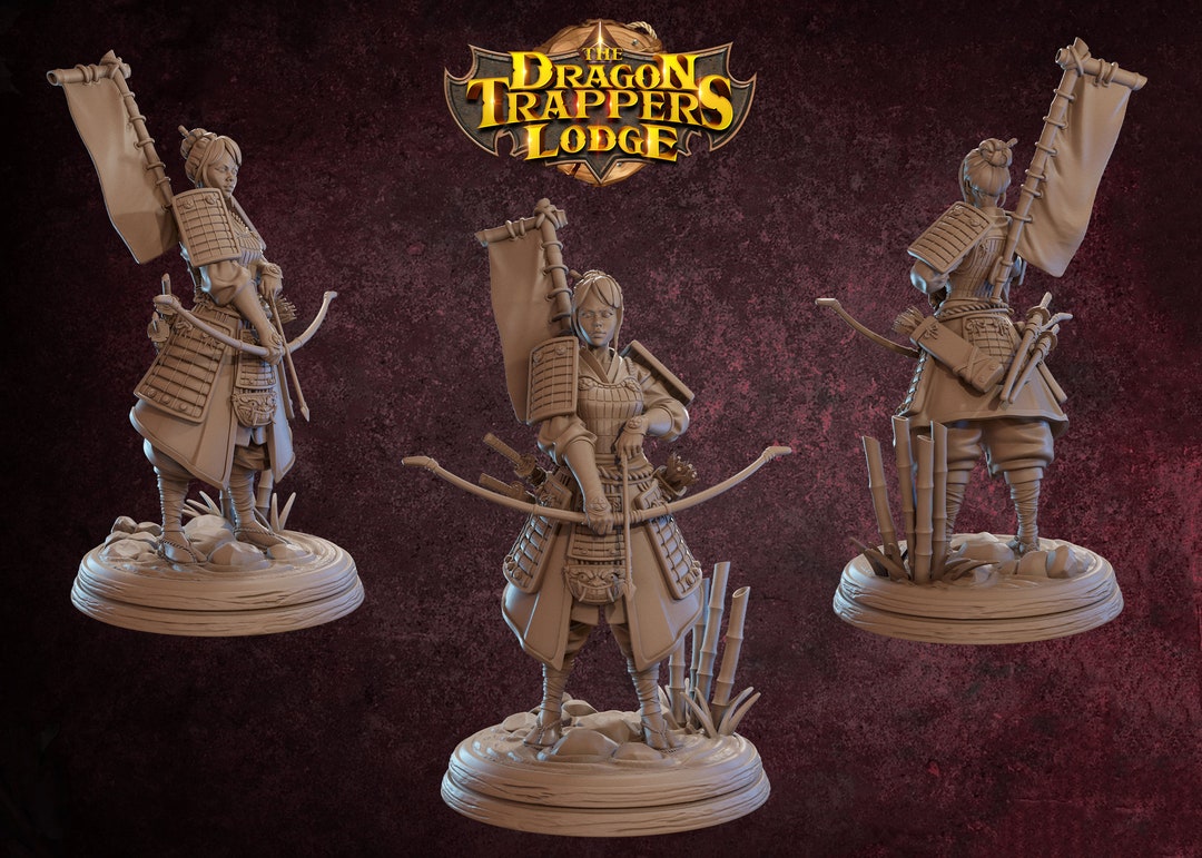 Female Samurai Archer Miniature, Sakura Tabletop RPG Miniature Dragon ...