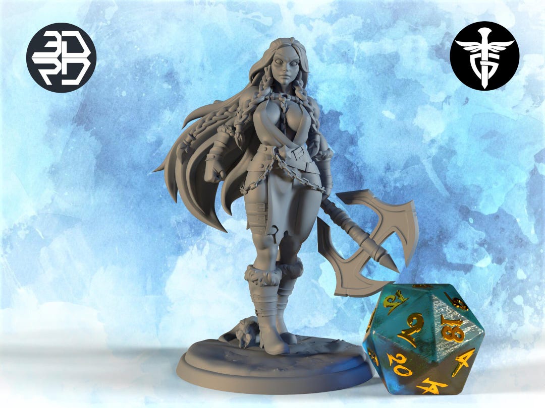 Female Barbarian Miniature, Inga | Twin Goddess Miniatures | Tabletop ...