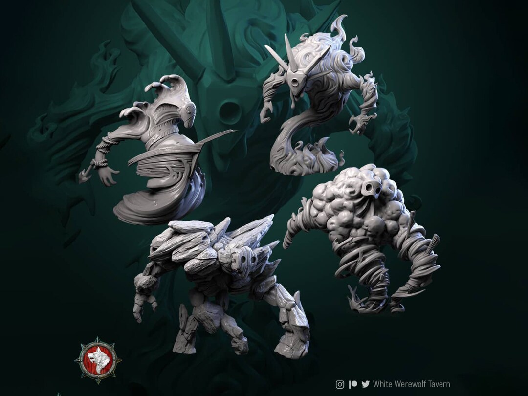 Small Elemental Miniature Tabletop RPG Miniature White Werewolf Tavern ...