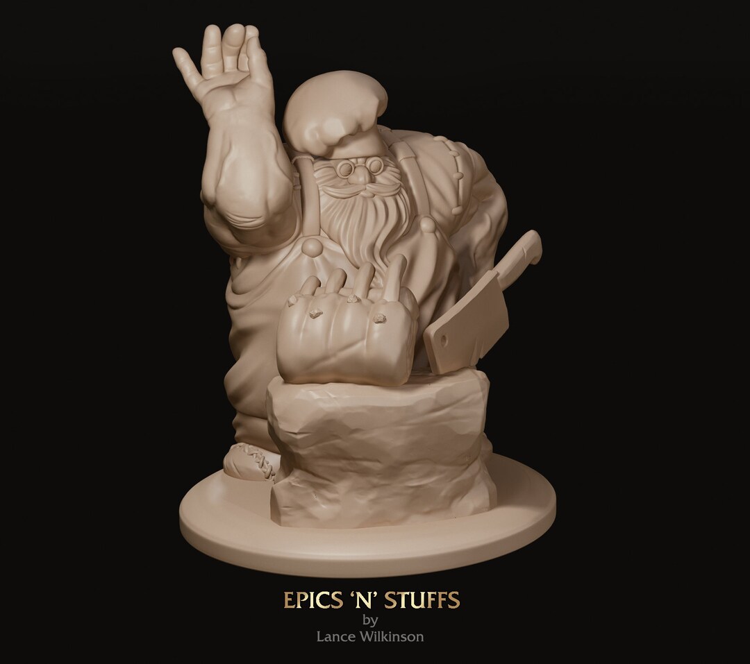 Dwarven Chef Tabletop RPG Miniature Epic 'N' Stuff Roleplaying 3D ...
