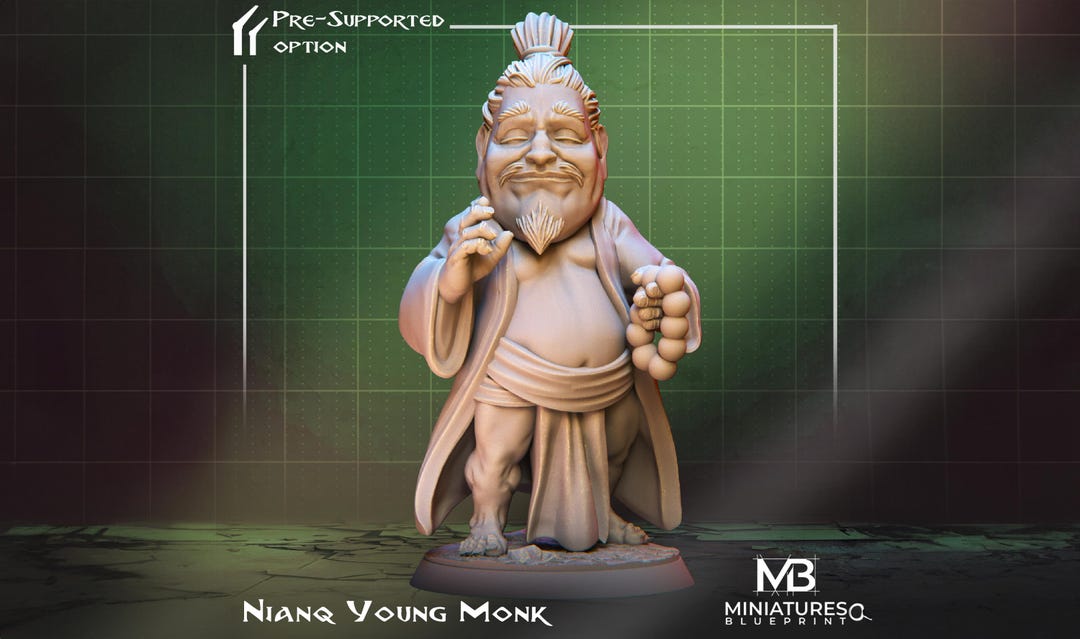 Young Monk Miniature, Nianq Tabletop RPG Miniature Miniatures Blueprint ...