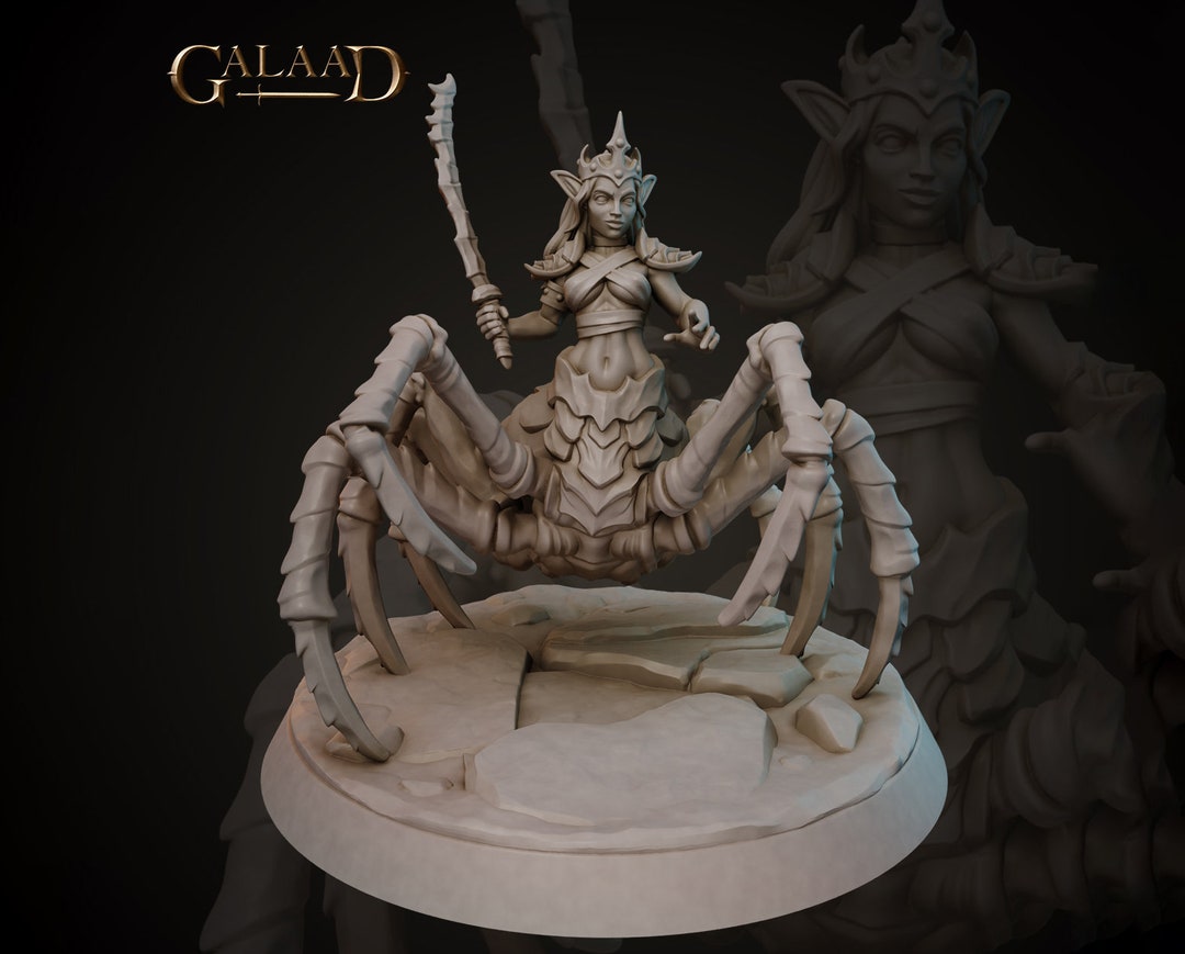 Female Drider Miniature Tabletop RPG Miniature Galaad Miniatures Roleplaying 3D Printed Fantasy ...