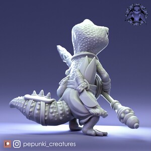 Gecko Spearman Miniature Tabletop RPG Miniature Pepunki Creatures ...