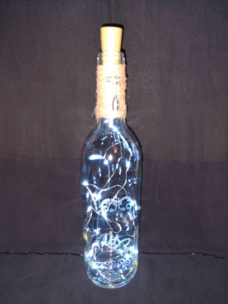 Decorative Etched Glass LED Lighted Wine Bottle Choice of | Etsy