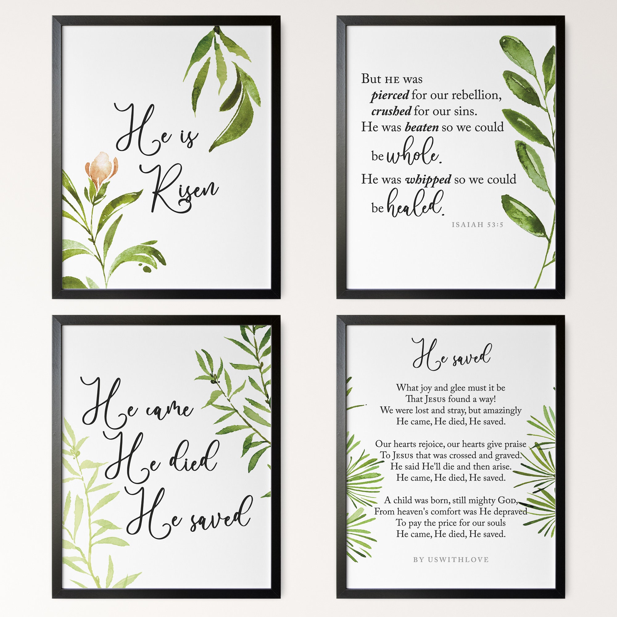 Easter Printable Wall Art Bundle Set of 4, Christian Scripture Easter ...