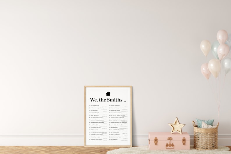 Custom Family Rules Christian Printable, Bible Verse House Rules Sign ...