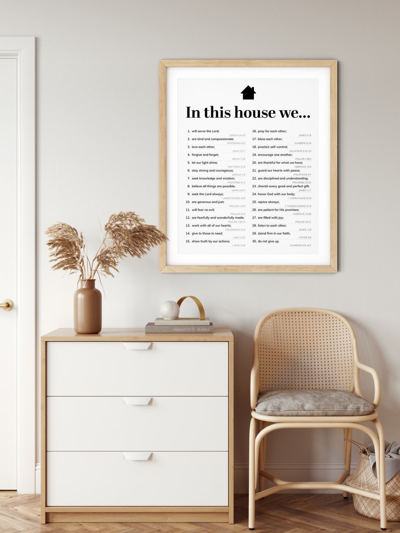 In This House We - Family Rules Sign, Joshua 24:15, House Rules Print ...