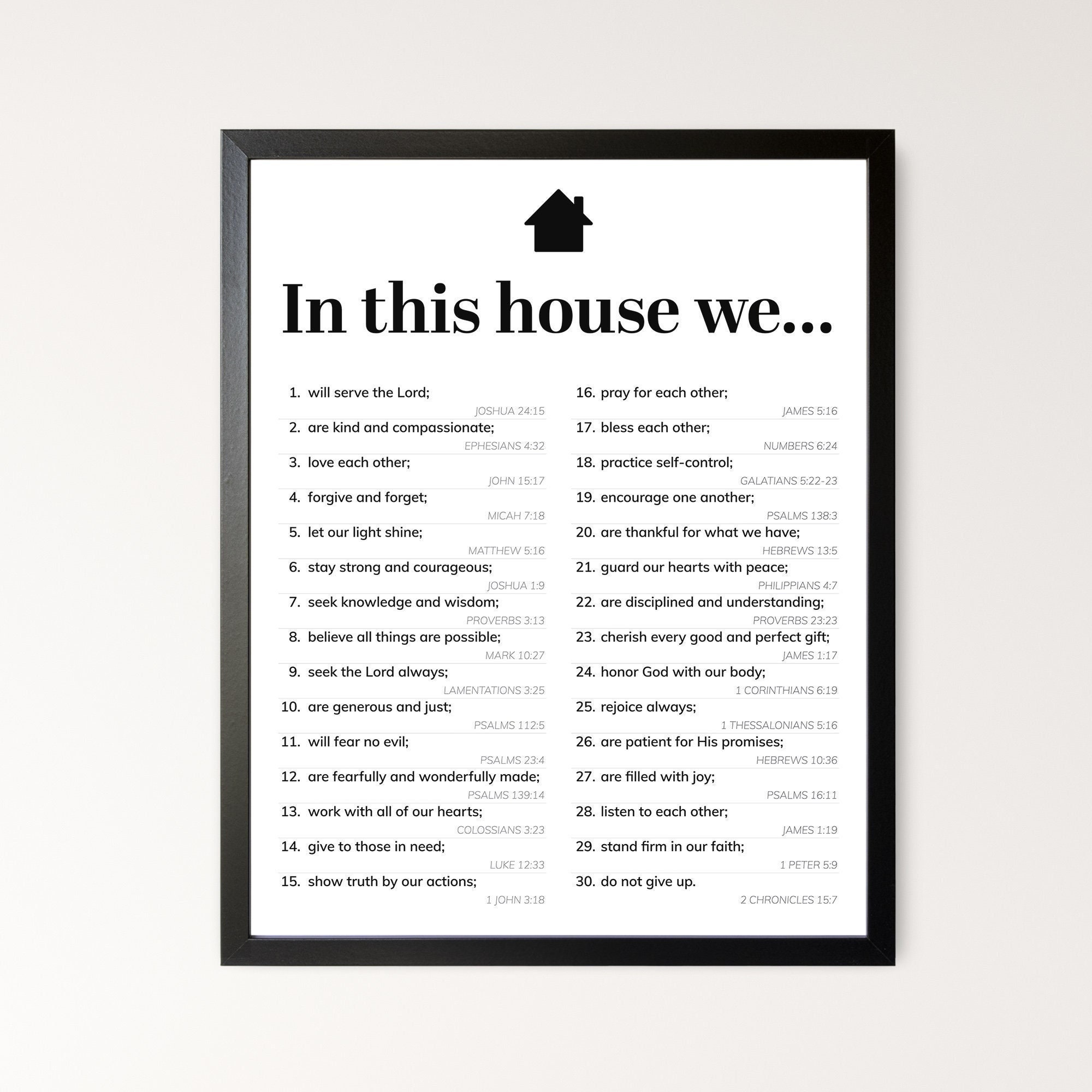 In This House We - Family Rules Sign, Joshua 24:15, House Rules Print ...