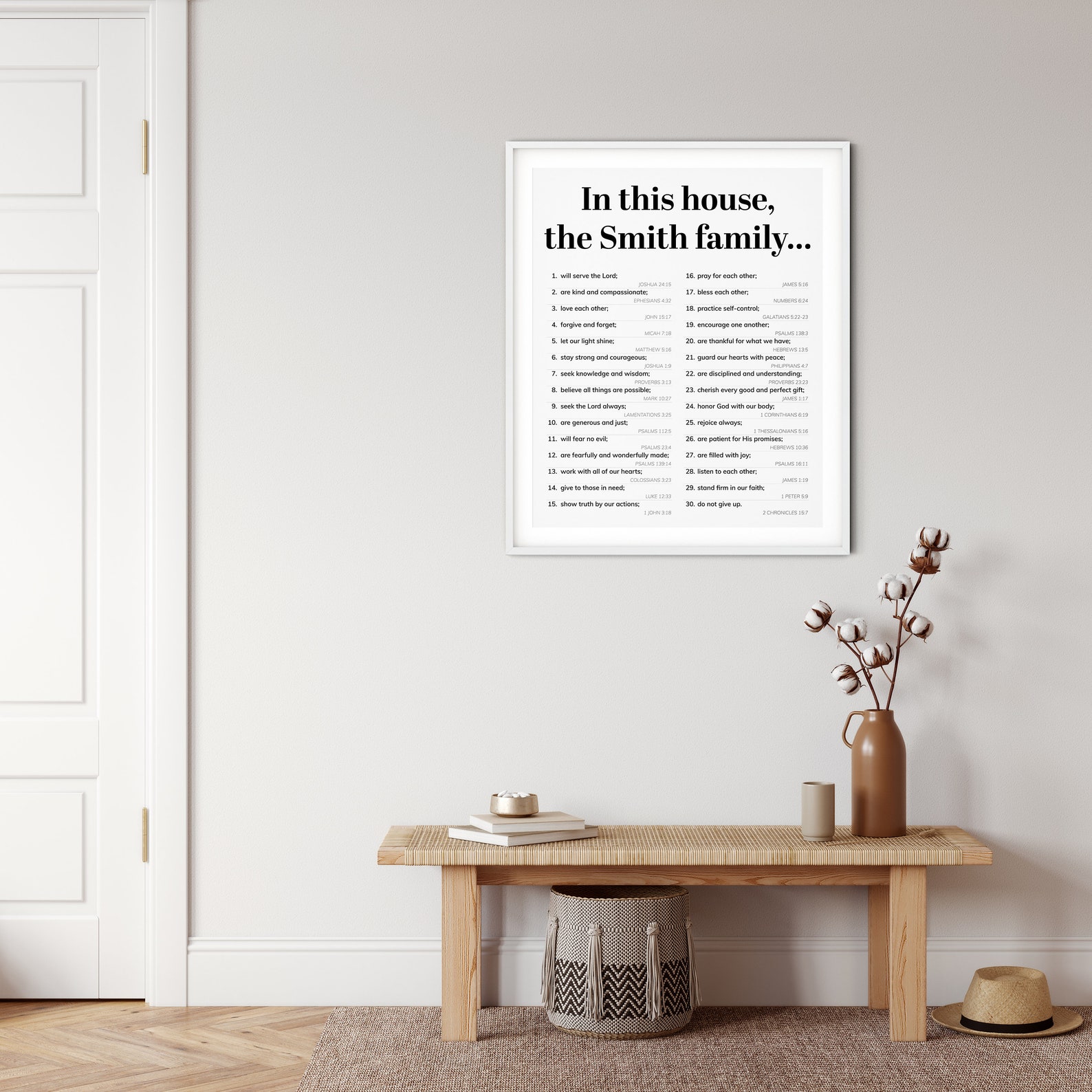 Custom Family Rules Christian Printable, Bible Verse House Rules Sign ...