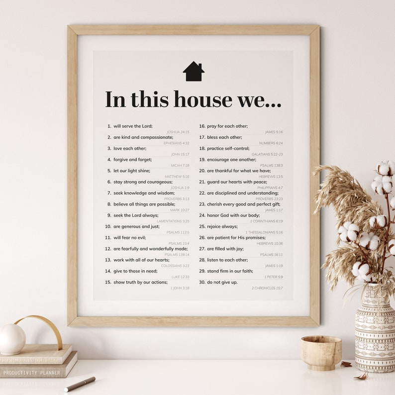 In This House We - Family Rules Sign, Joshua 24:15, House Rules Print ...