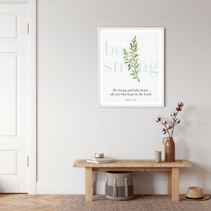 Psalm 31:24 Be Strong and Take Heart Printable Bible Verse Wall Art ...