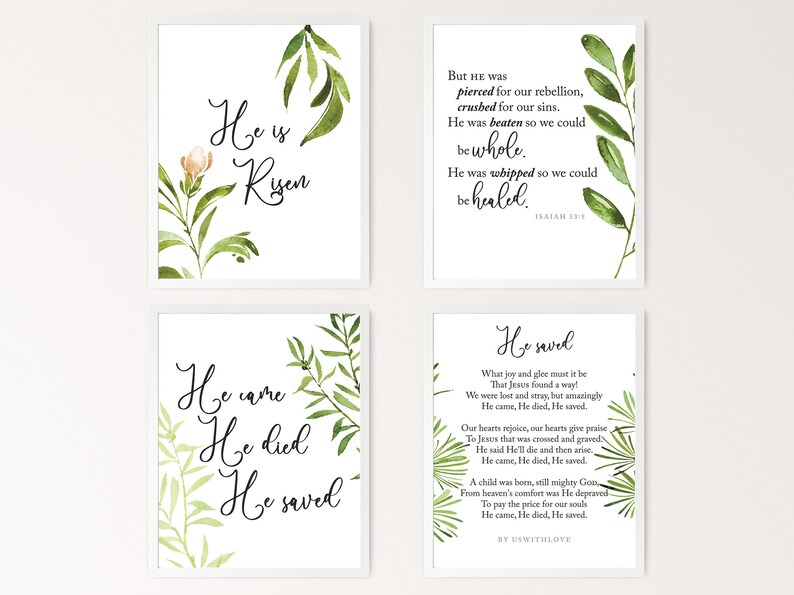 Easter Printable Wall Art Bundle Set of 4, Christian Scripture Easter ...