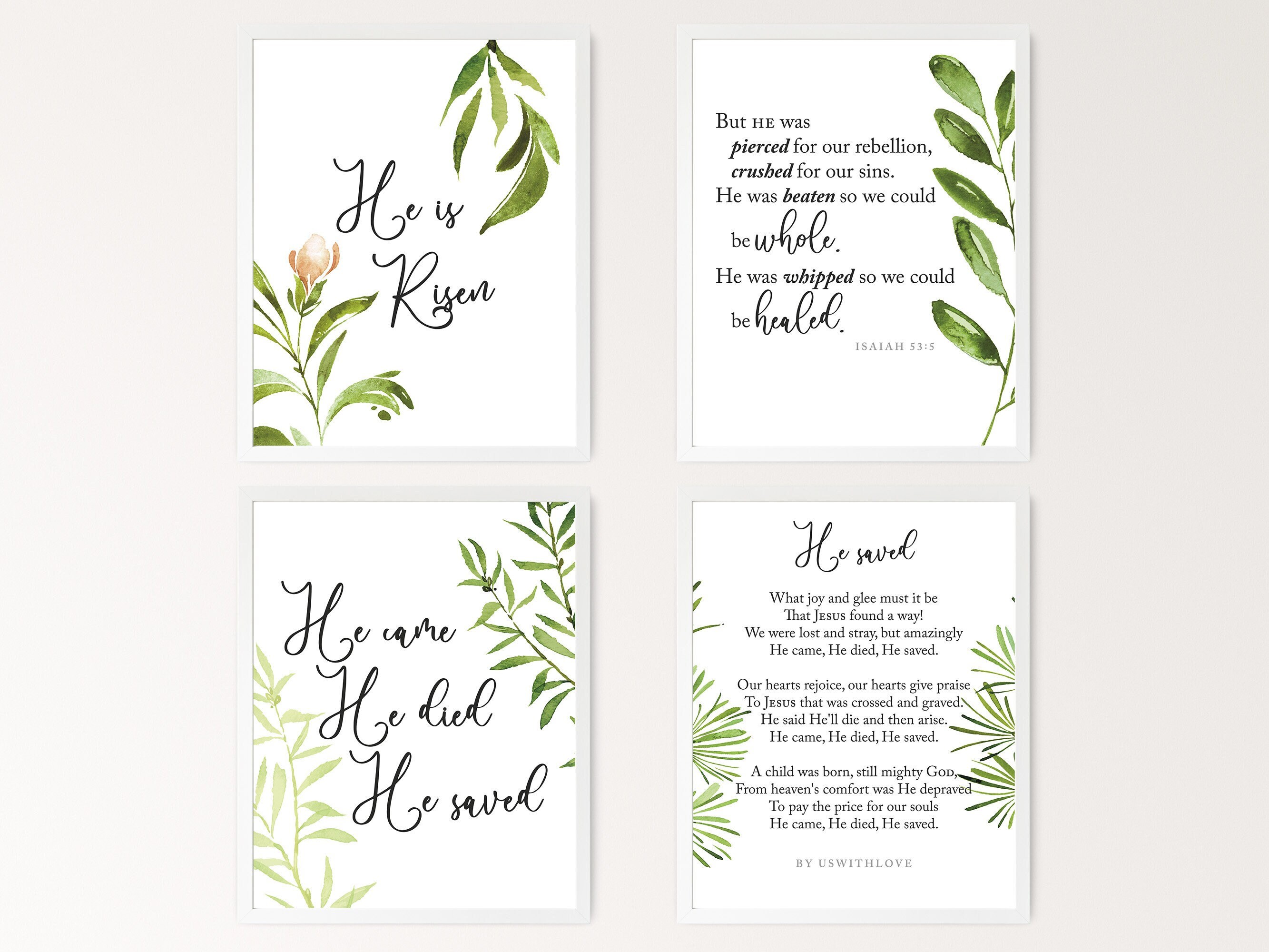 Easter Printable Wall Art Bundle Set of 4, Christian Scripture Easter ...