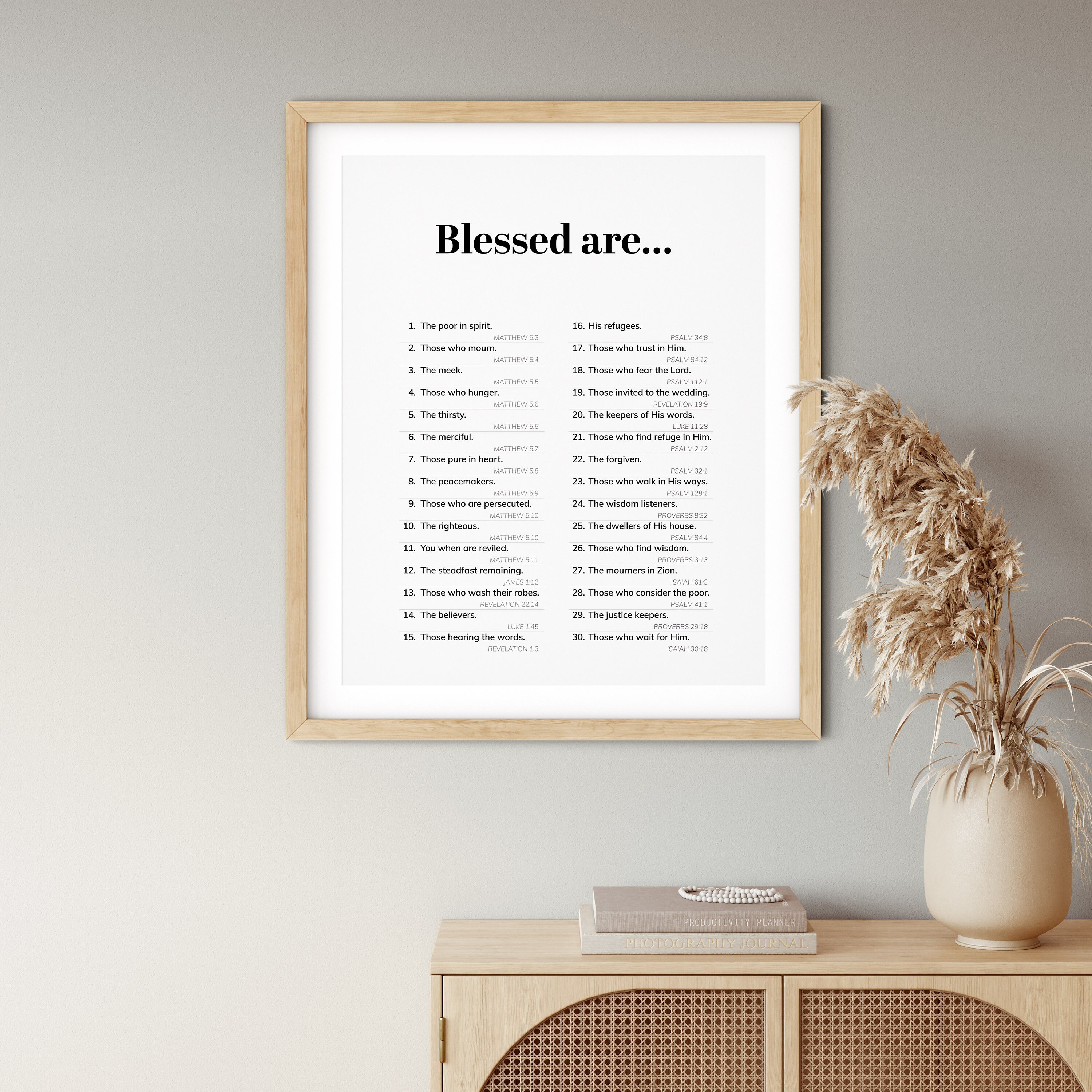 The Beatitudes Christian Blessings Wall Art Print, Matthew 5 3 10 Bible ...