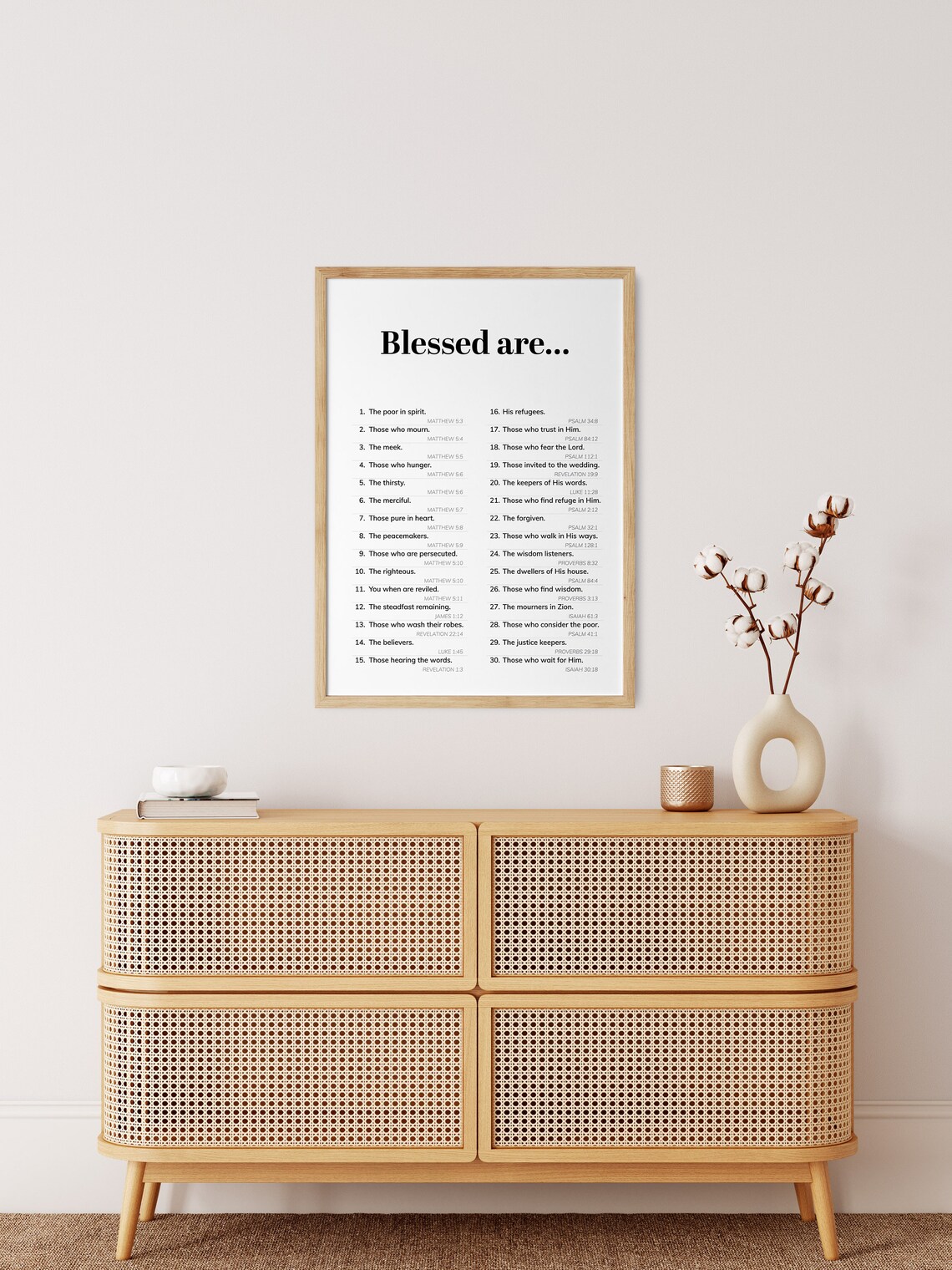 The Beatitudes Christian Blessings Wall Art Print, Matthew 5 3 10 Bible ...