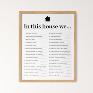 In This House We - Family Rules Sign, Joshua 24:15, House Rules Print ...
