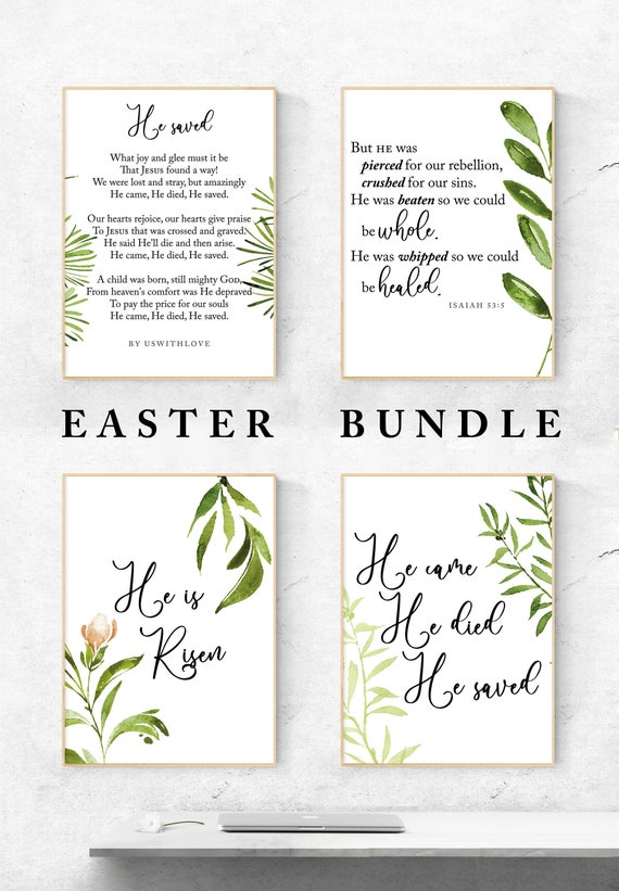 Easter Bundle Printable Wall Art Set of 4 Home Decor Bible | Etsy
