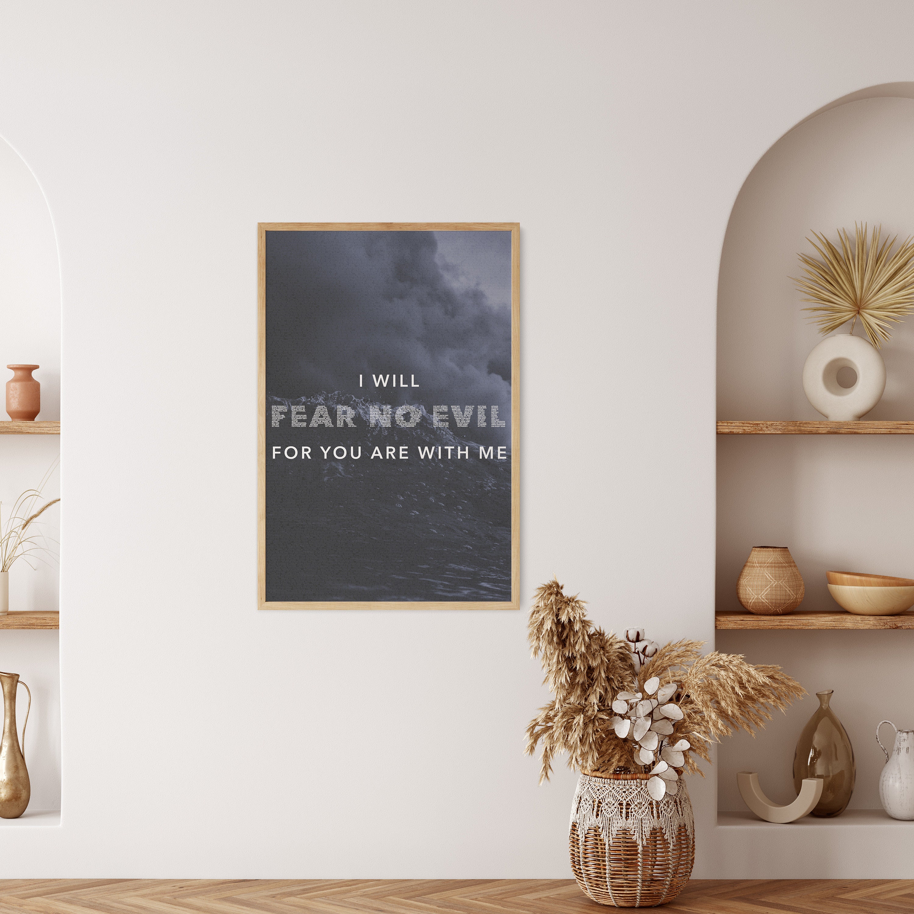 Psalm 23 Wall Art Bible Verse Print, Dark Blue Christian Scripture ...