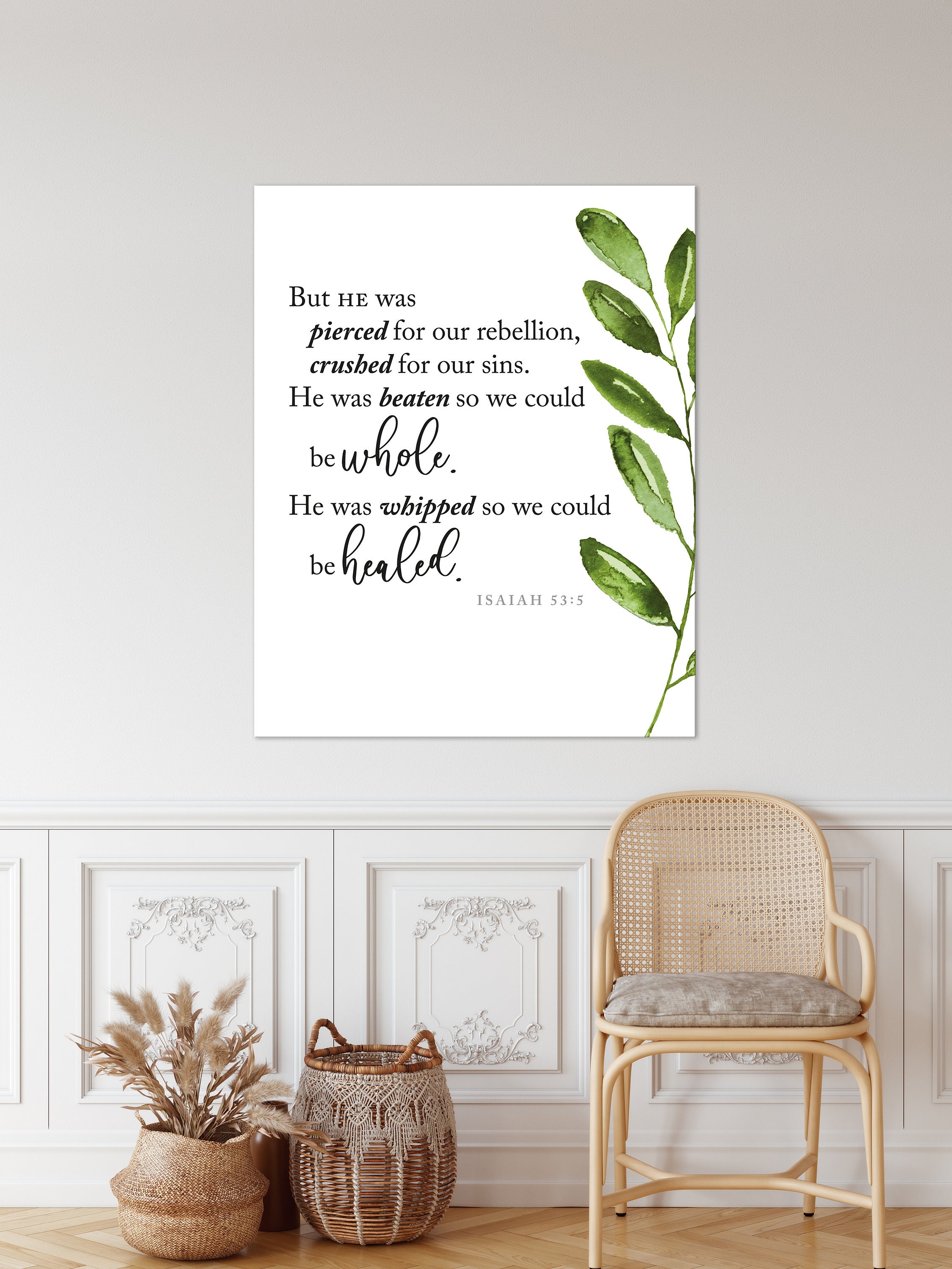 Isaiah 53:5 With His Wounds Printable Wall Art, Scripture Digital Print ...