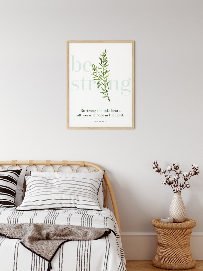 Psalm 31:24 Be Strong and Take Heart Printable Bible Verse Wall Art ...