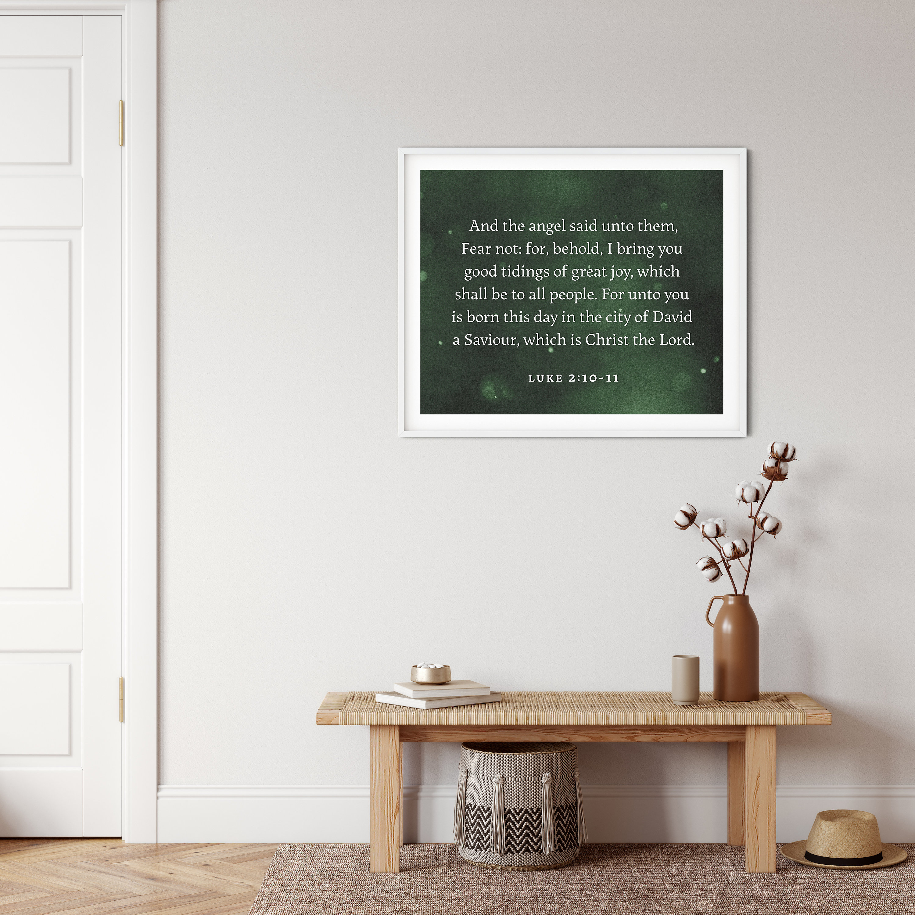 Luke 2:10-11 Wall Hanging Printable, Christmas Green Holiday Decor ...