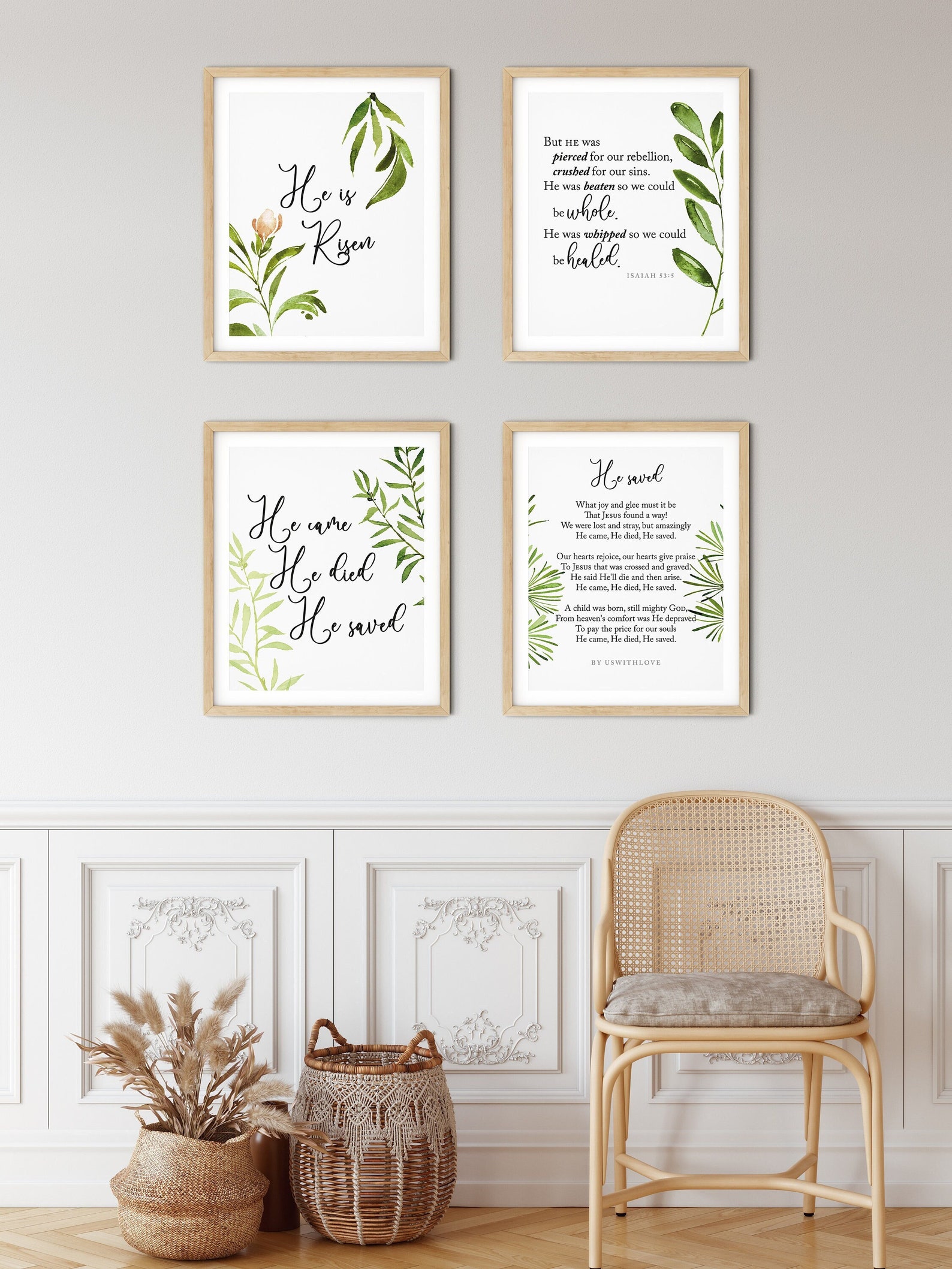 Easter Printable Wall Art Bundle Set of 4, Christian Scripture Easter ...