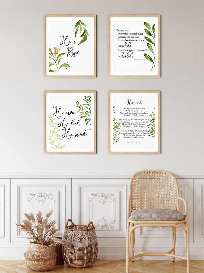 Easter Printable Wall Art Bundle Set of 4, Christian Scripture Easter ...