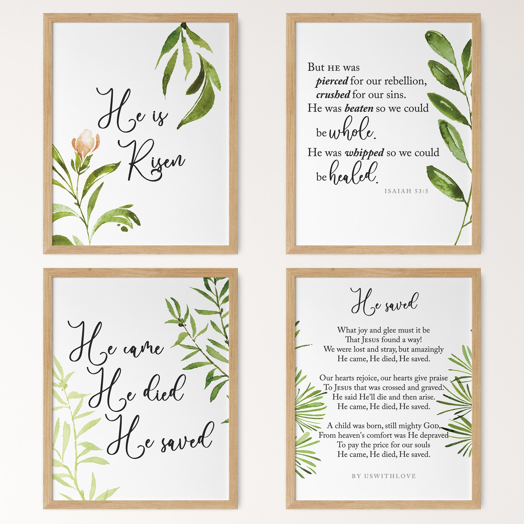 Easter Printable Wall Art Bundle Set of 4, Christian Scripture Easter ...