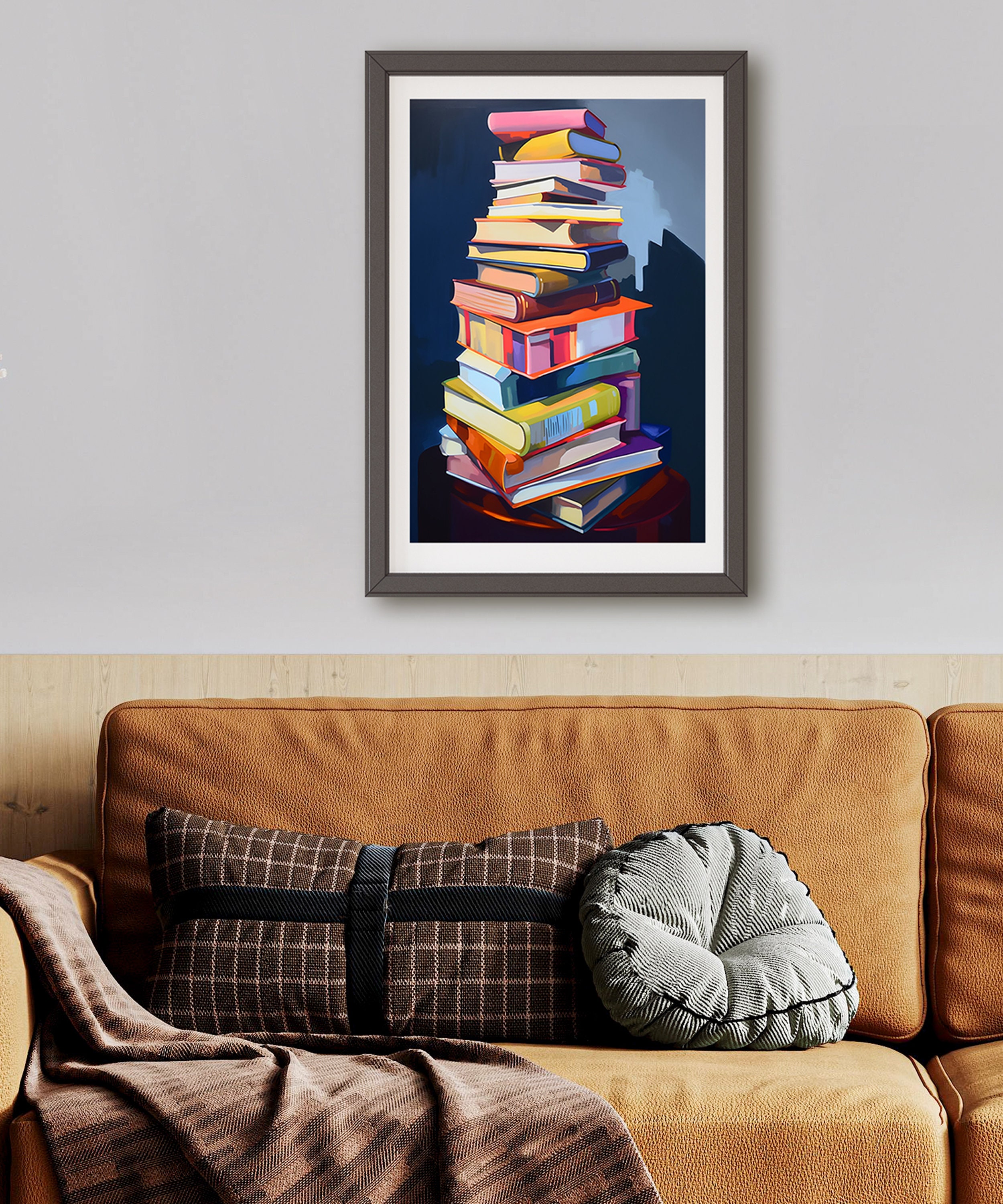 Book Wall Art, Stack of Books, Book Painting, Gift Book Lovers, Bookish ...
