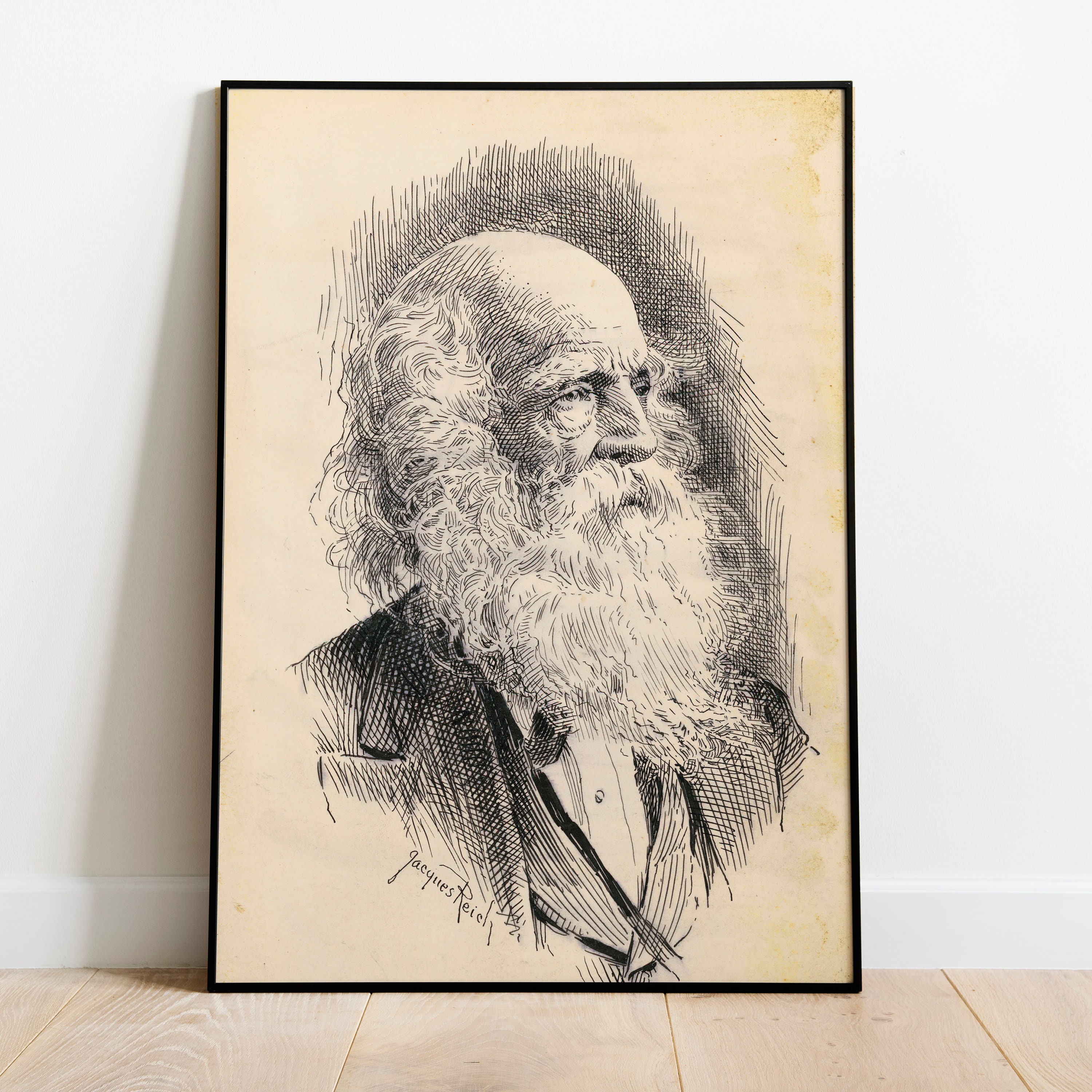 Vintage Sketch of Old Man, Printable Art, Antique Man Portrait Art ...