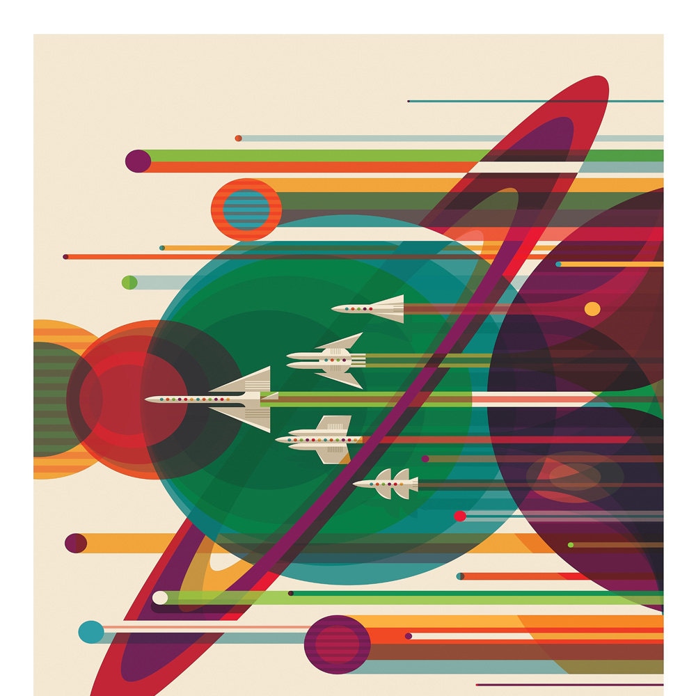 Nasa Grand Tour Poster, Space Wall Art, Space Illustration, Space ...