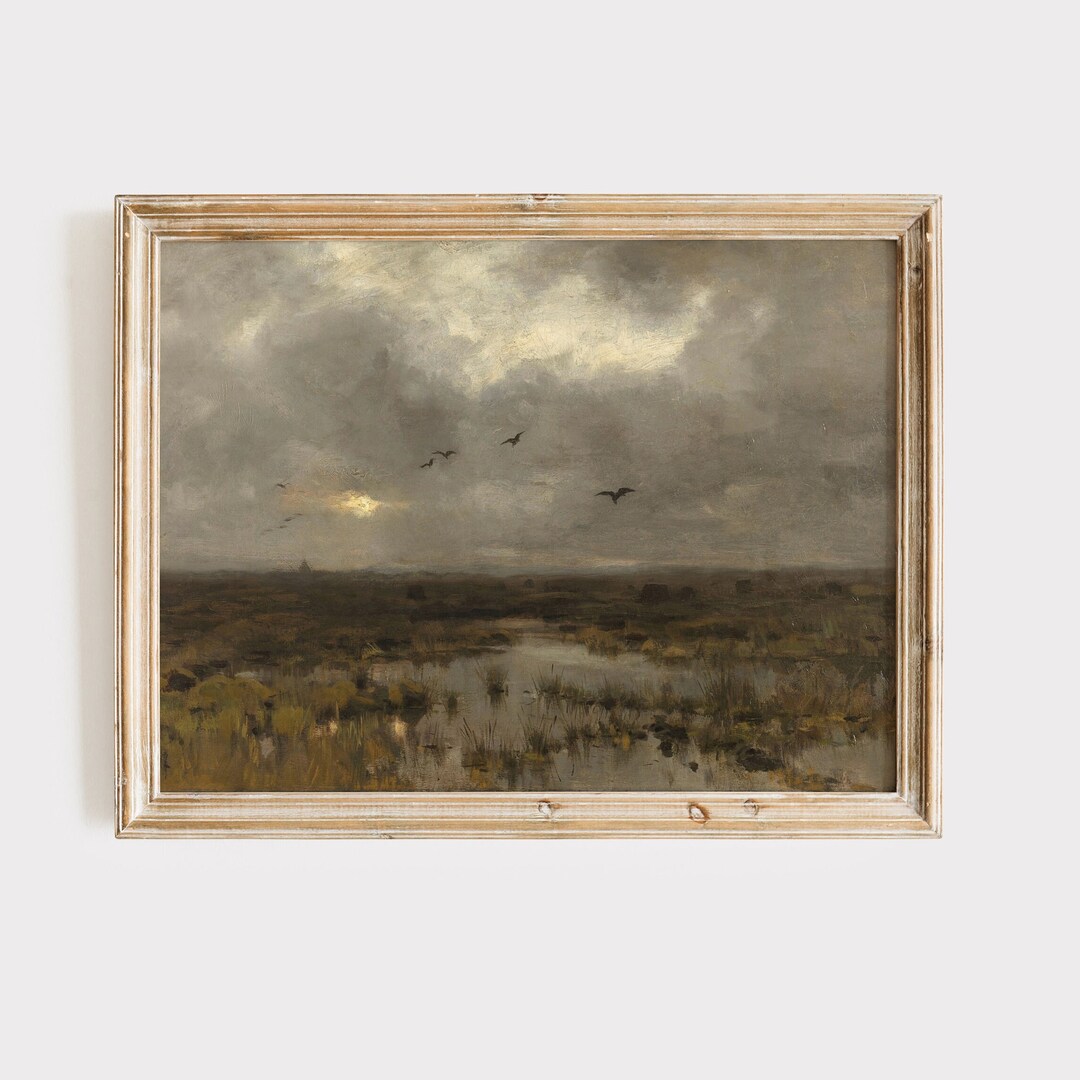 Moody Country Landscape, Old Landscape Prints, Vintage Landscape Print ...