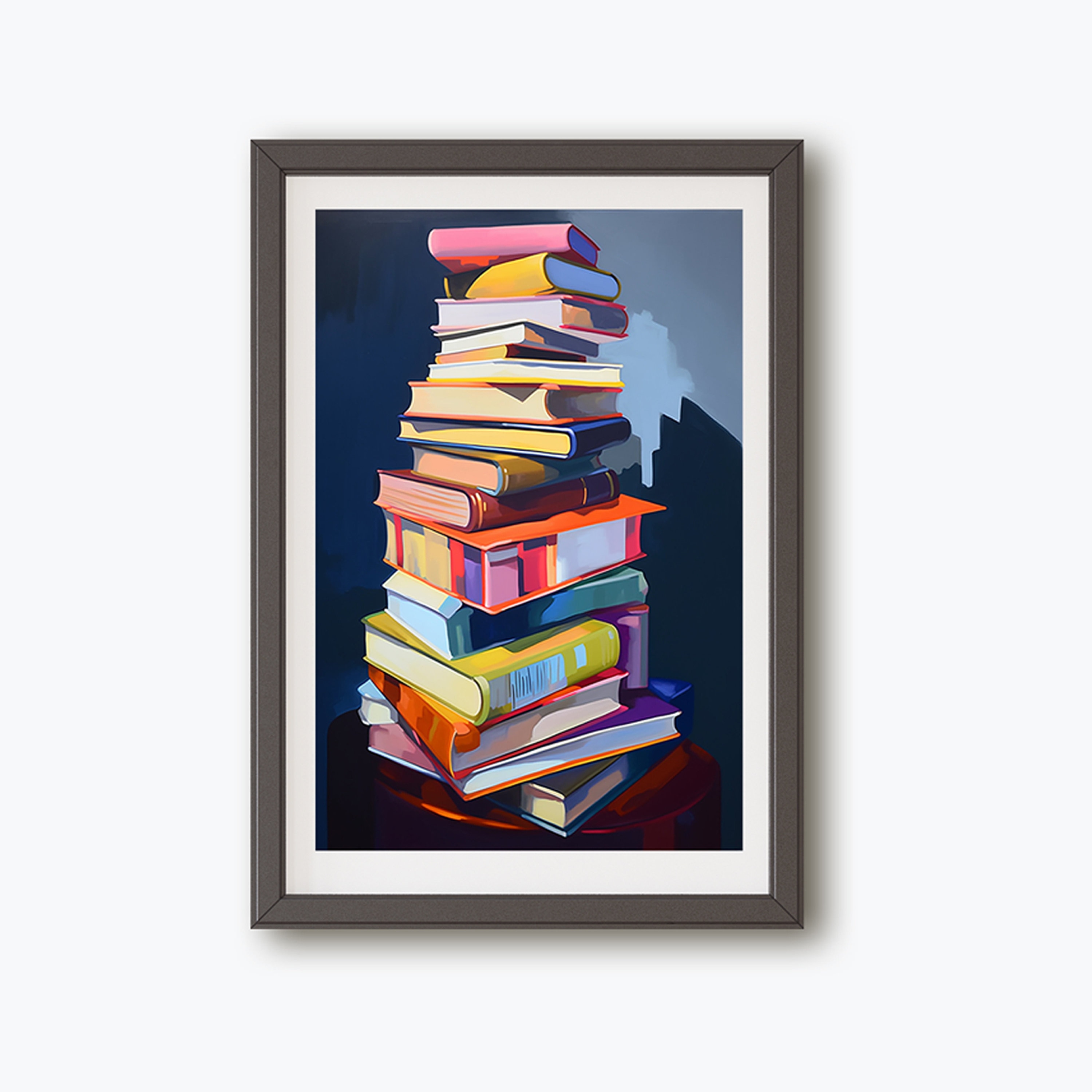Book Wall Art, Stack of Books, Book Painting, Gift Book Lovers, Bookish ...