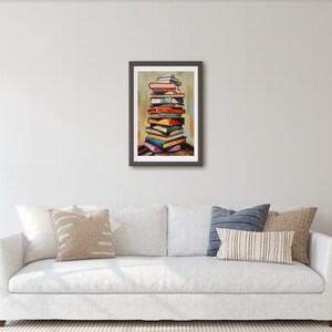 Book Wall Art, Stack of Books, Book Painting, Gift for Book Lovers ...