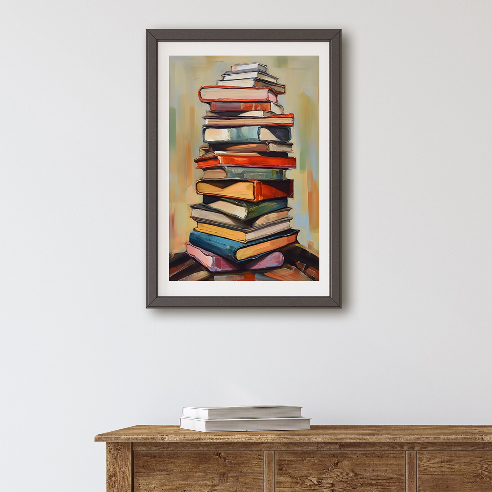 Book Wall Art, Stack of Books, Book Painting, Gift for Book Lovers ...